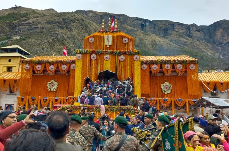 Portals Of BadrinathOpen,Temple Adorned With 15Tons Of Flowers